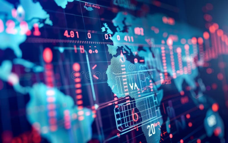 Digital World Map with Glowing Network Connections, Concept of Global ...