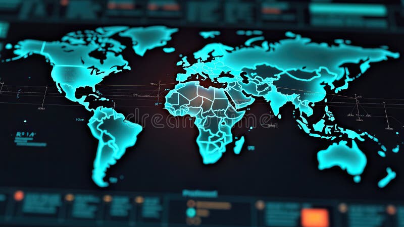 Digital World Map with Highlighted Regions and Data Points Stock Photo ... Digital World Map with Highlighted Regions and Data Points Stock Photo ...