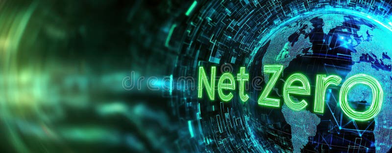 Digital World Map Highlighting Concept of Net Zero Sustainability Stock ...