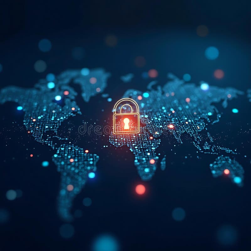 World Map Security Global Network Protection Data Privacy Internet ...