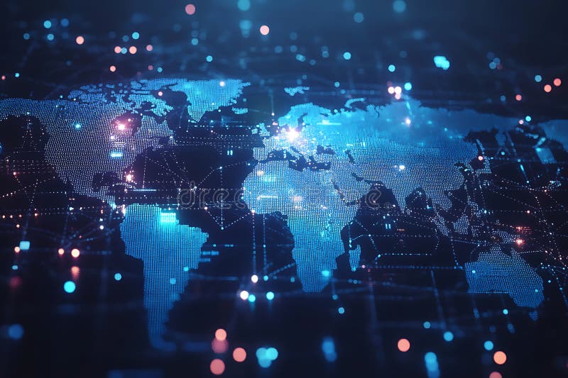 Digital World Map with Network Connections Ai Generator Stock ...