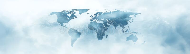 Digital World Map with Cloudy Background Stock Illustration ...