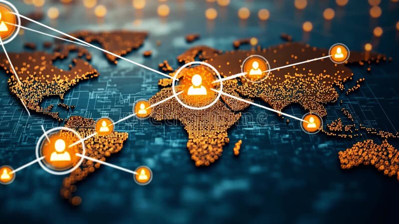 Global Connectivity Illustrated with a Digital World Map Featuring ...