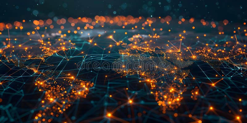 Digital World Map Symbolizing Global Network Connectivity Cyber ...