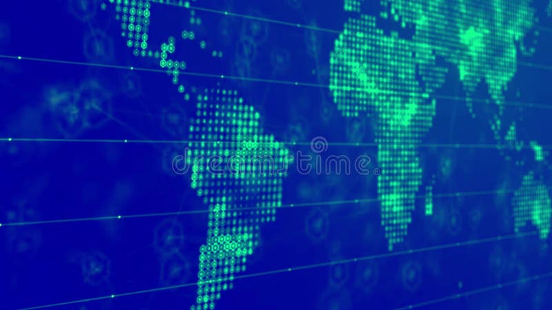 Digital World Map Technology Animation with Data Connections for ...