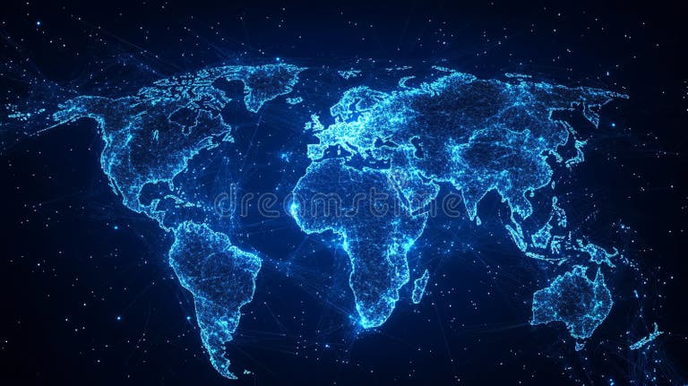 Digital world map stock illustration. Illustration of techinspired ...