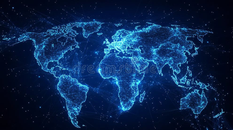 Digital world map stock illustration. Illustration of techinspired ...