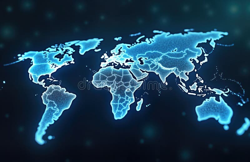 Digital World Map Western Europe. Global Network Connectivity Emphasized for AI-powered Data ...