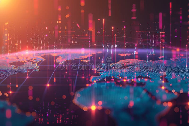 Digital World Network Connectivity Stock Illustration - Illustration of ...