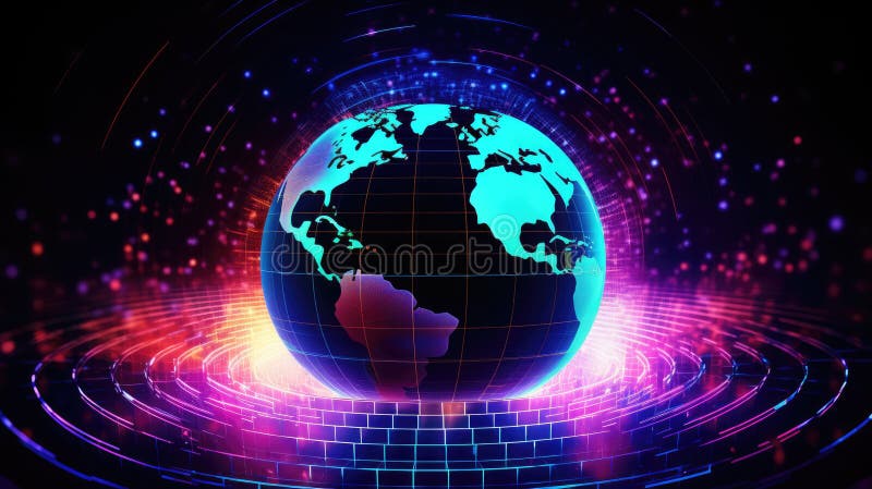 Digital World Network Globe in Web AI Generated Stock Image - Image of ...