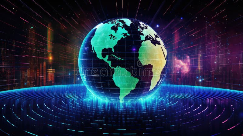 Digital World Network Globe in Web AI Generated Stock Photo - Image of ...