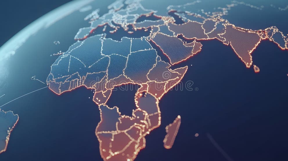 Digital World Representation through Global Network Connection Stock ...