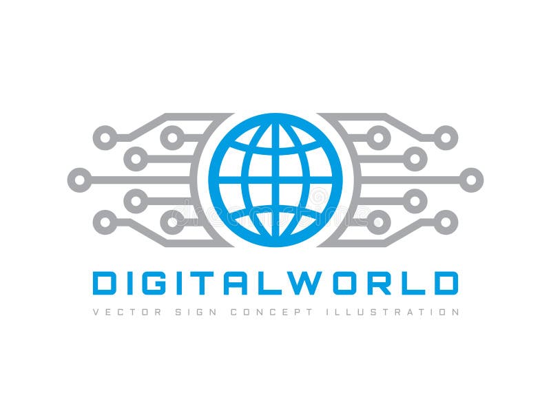 Abstract Digital World Globe Logo Template Vector Illustration Stock ...