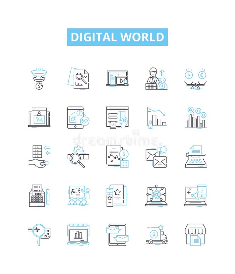 Digital World Vector Line Icons Set. Digital, World, Technology ...