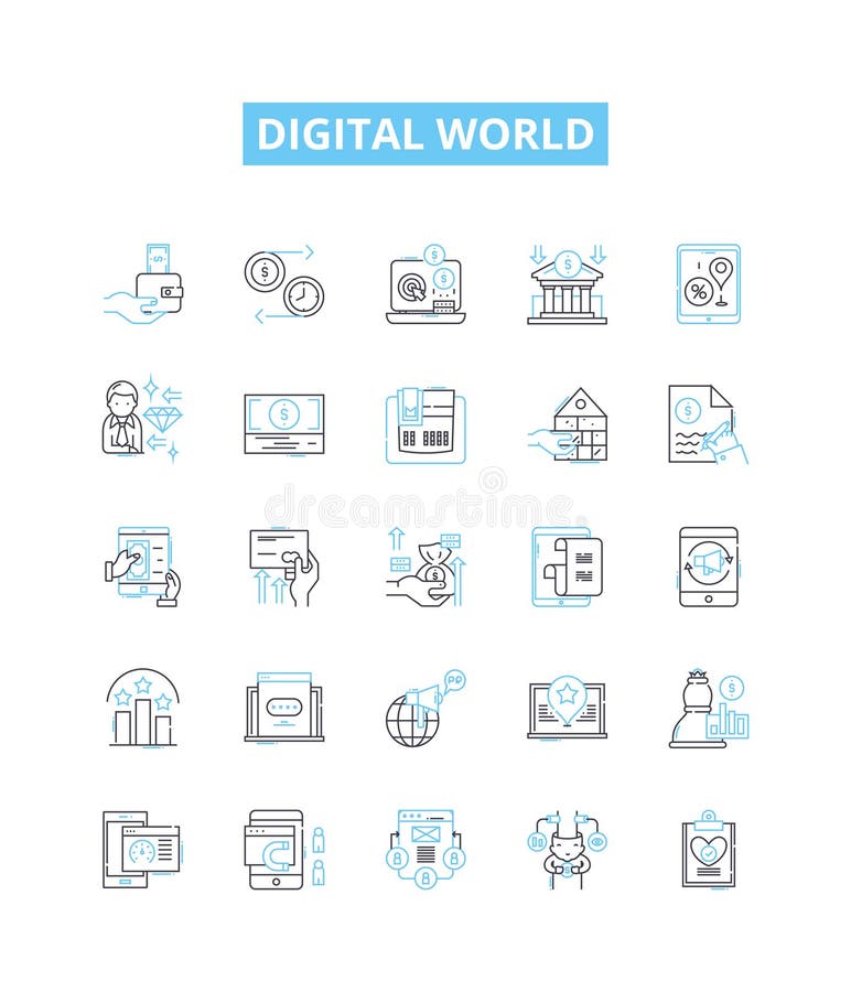 Digital World Vector Line Icons Set. Digital, World, Technology ...
