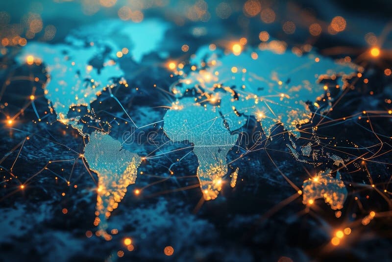 A Digital Worldmap Showing the Network in the World Stock Illustration ...