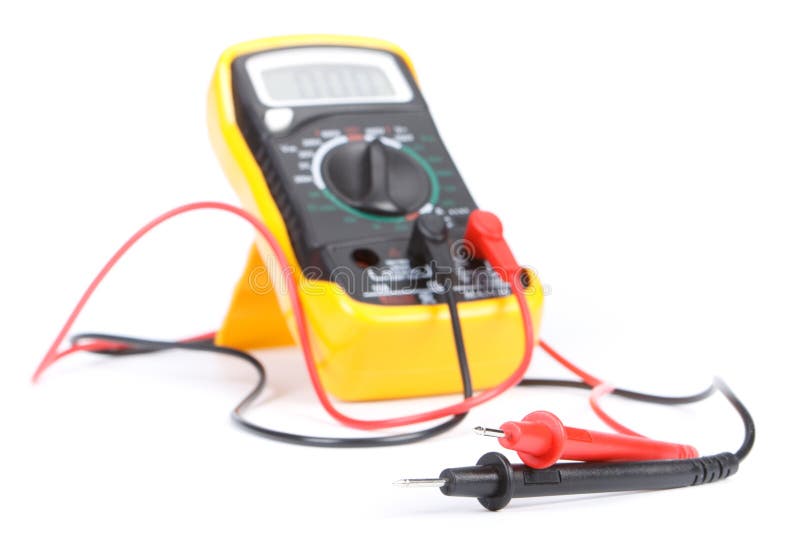 Digital yellow multimeter stock photo. Image of connection - 12430920