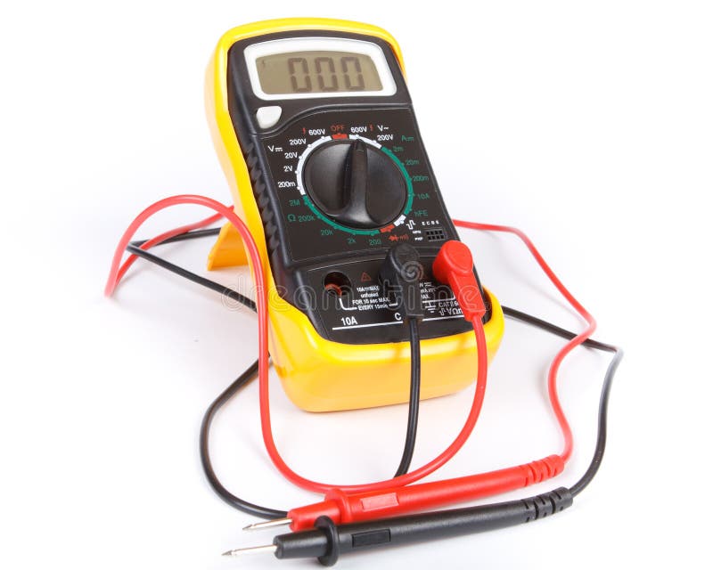 Digital Yellow Multimeter Meter Isolated To Check the Resistance on a ...