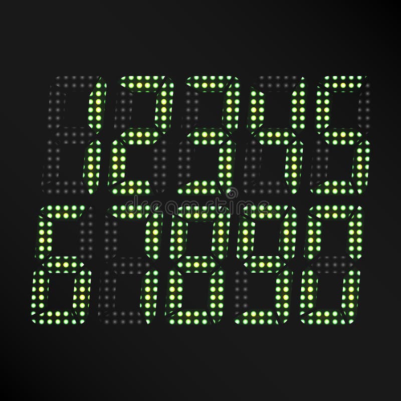 Digitale Het Gloeien Aantallenvector Reeks Digitale Groene Nummers Op ... Digitale Het Gloeien Aantallenvector Reeks Digitale Groene Nummers Op ...