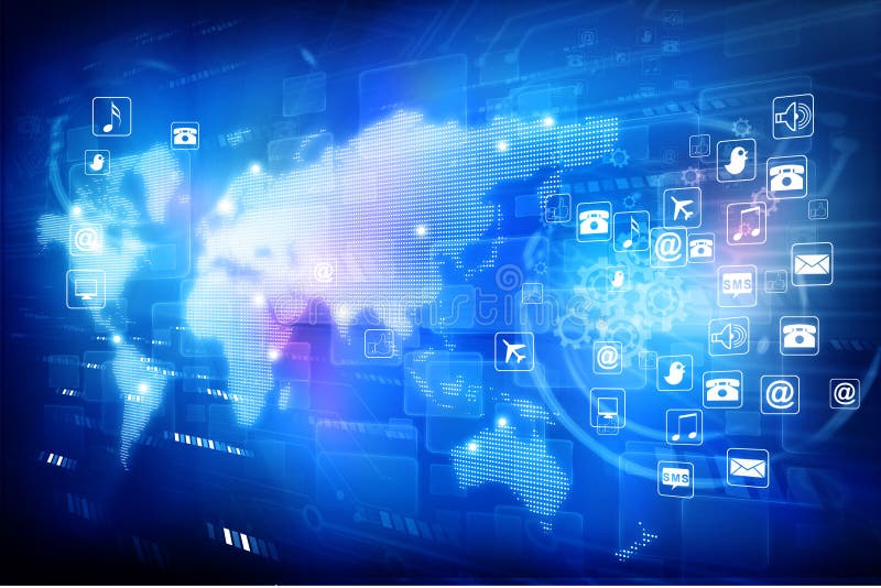 Digitale Wereld Met E-maildistributie Stock Illustratie - Illustration ...