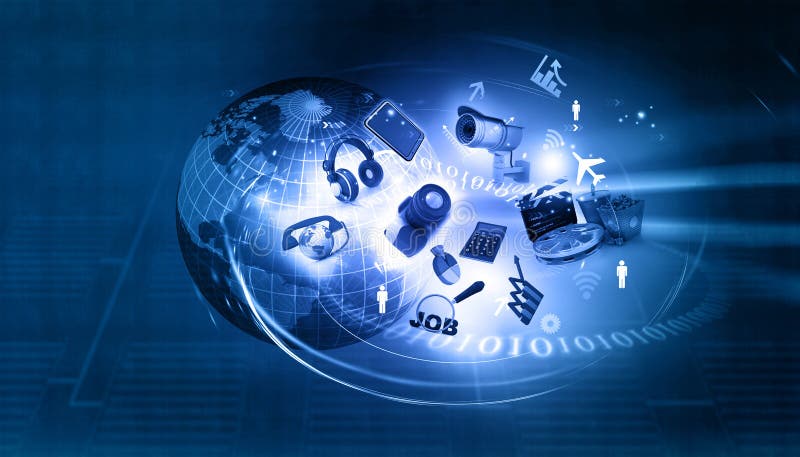 Digitale Wereld Met E-maildistributie Stock Illustratie - Illustratie ...