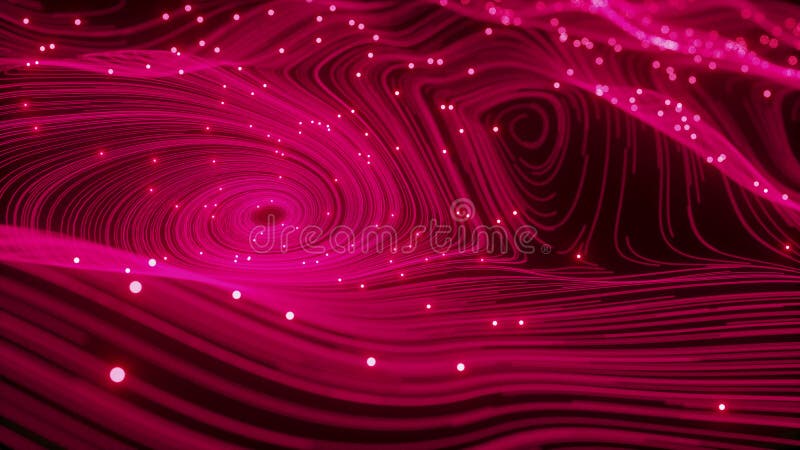 Digitalization Abstraction Waving Red Blurred Animated of Particle and ...