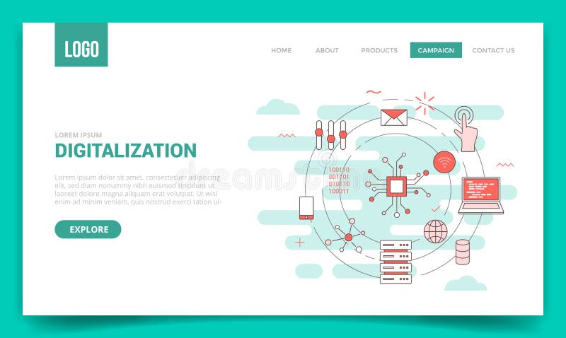 Digitalization and Mobile Communication Concept - Vector Illustration ... Digitalization and Mobile Communication Concept - Vector Illustration ...