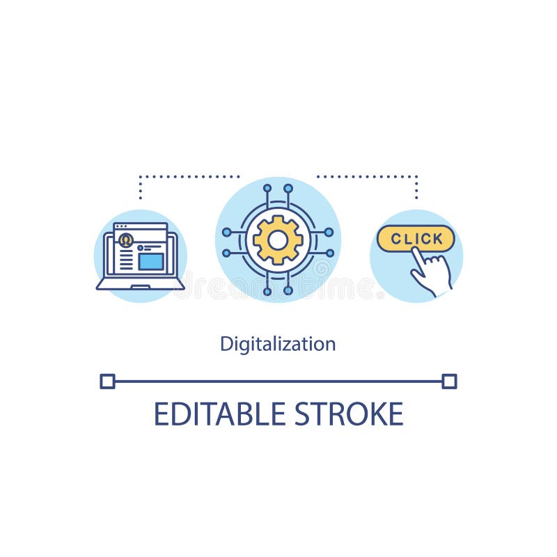 Digitalization Concept with Circle Icon for Website Template or Landing ...
