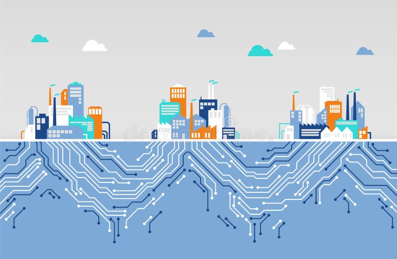 Digitalization Concept / Iot / Company Network - Flat Illustration ...