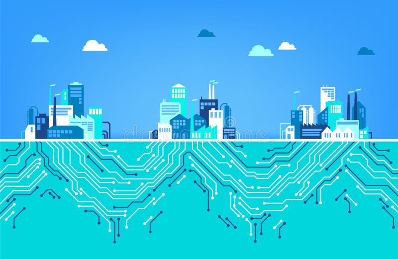 Digitalization Concept / IOT / Digital Transformation - Illustration ...