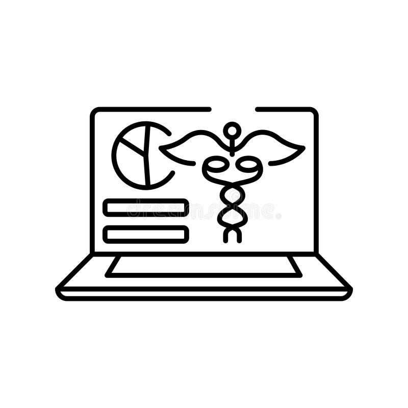 Digitalization Healthcare Black Line Icon. Stock Vector - Illustration ...