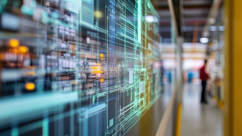 Digitalization of Logistics, Transparent Display Showing Supply Chain ...