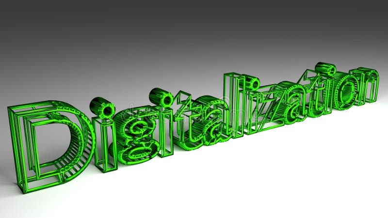 Digitalization Sign in Green and Glossy Letters Stock Illustration ...