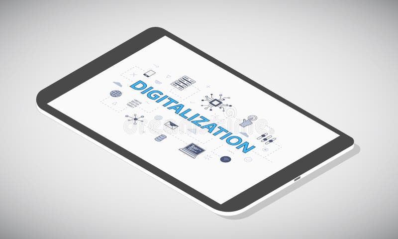Digitalization and Mobile Communication Concept - Vector Illustration ...