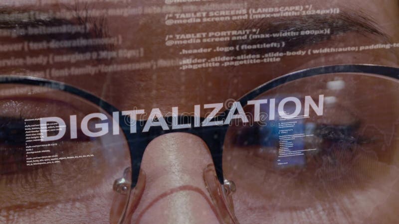 Digitalization Text on Background of Female Developer Stock Video ...