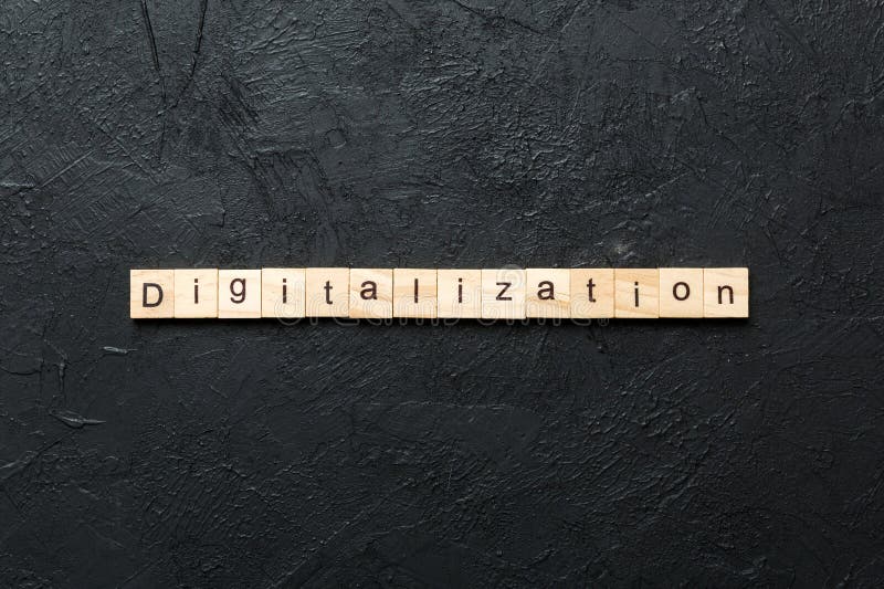 Digitalization Word Written on Wood Block. Digitalization Text on ...