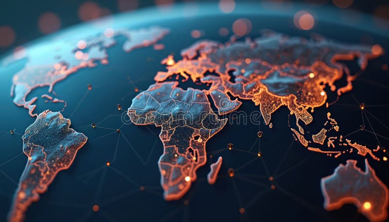 Digitalized Earth Representation with Glowing Logistics Network Map ...