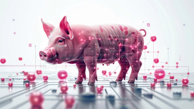 Digitalized Pig Concept Representing Futuristic Animal Technology Stock ...