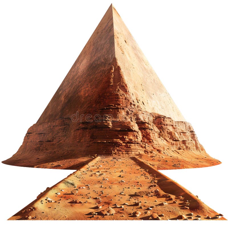 Digitally Altered Image Featuring an Immense Red Pyramid in a Desert ...