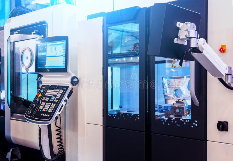 Digitally Controlled Modern Cnc Lathe in a Factory Stock Image - Image ...