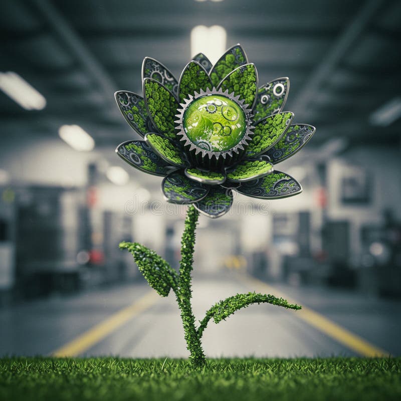A Digitally Crafted Flower Combining Natural and Mechanical Elements ...