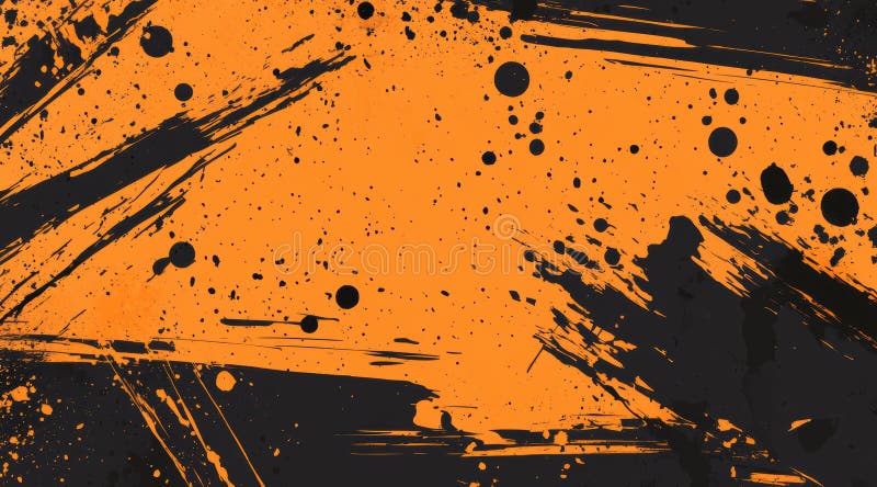 Abstract Orange and Black Paint Splatter Background Stock Illustration ...