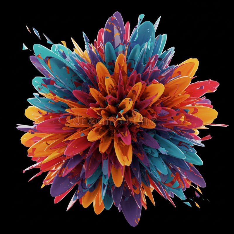 A Digitally Created Abstract Sphere Resembling an Explosion of Vibrant ...