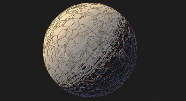 A Digitally Created 3D Sphere with a Geometric Wireframe Structure ...