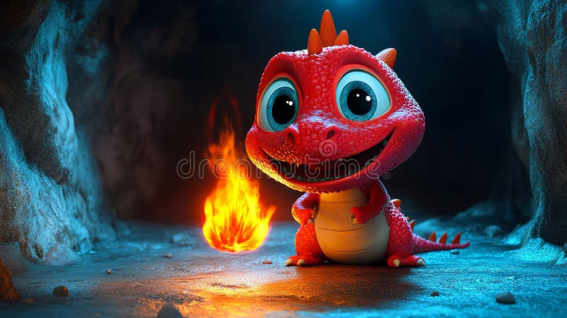 A Digitally Created Depiction of a Tiny, Flame-throwing Dragon Stock ...