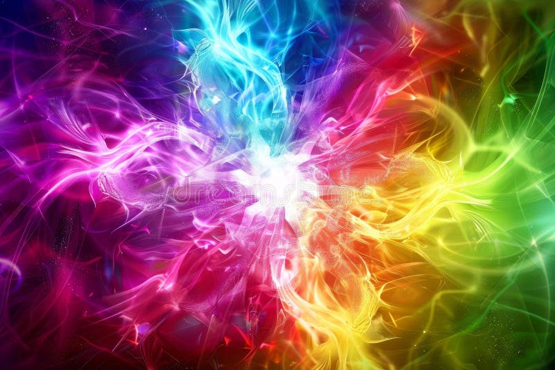 Digitally Created Explosion of Colorful Energy with a Dynamic Effect ...