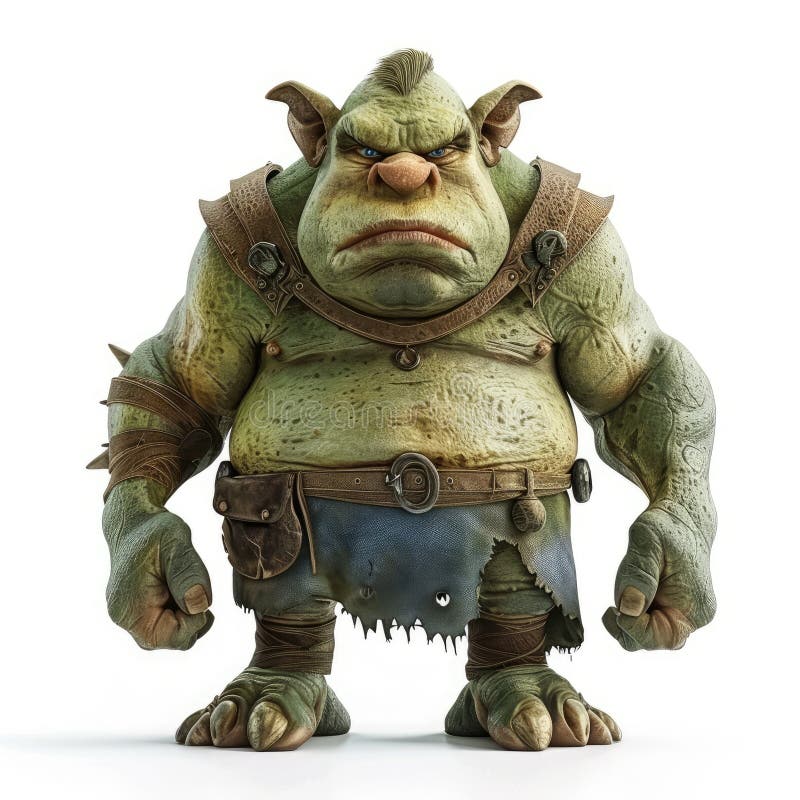 Powerful Green Ogre Fantasy Character, 3D Render Stock Illustration ...