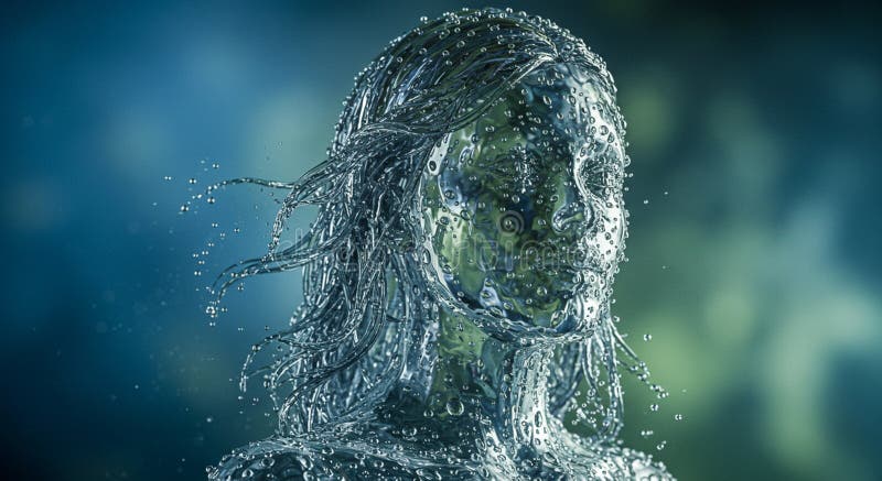 A Digitally Created Humanoid Form Composed Entirely of Water Droplets ...