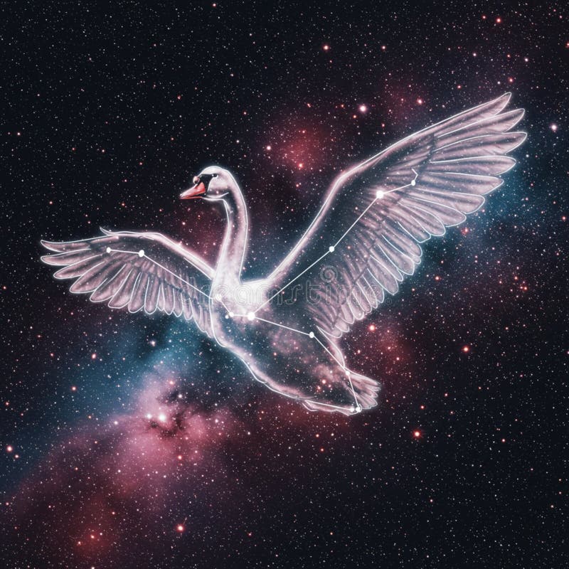 A Digitally Created Image Depicts a Swan Constellation Against a Starry Space Backdrop. Stock ...