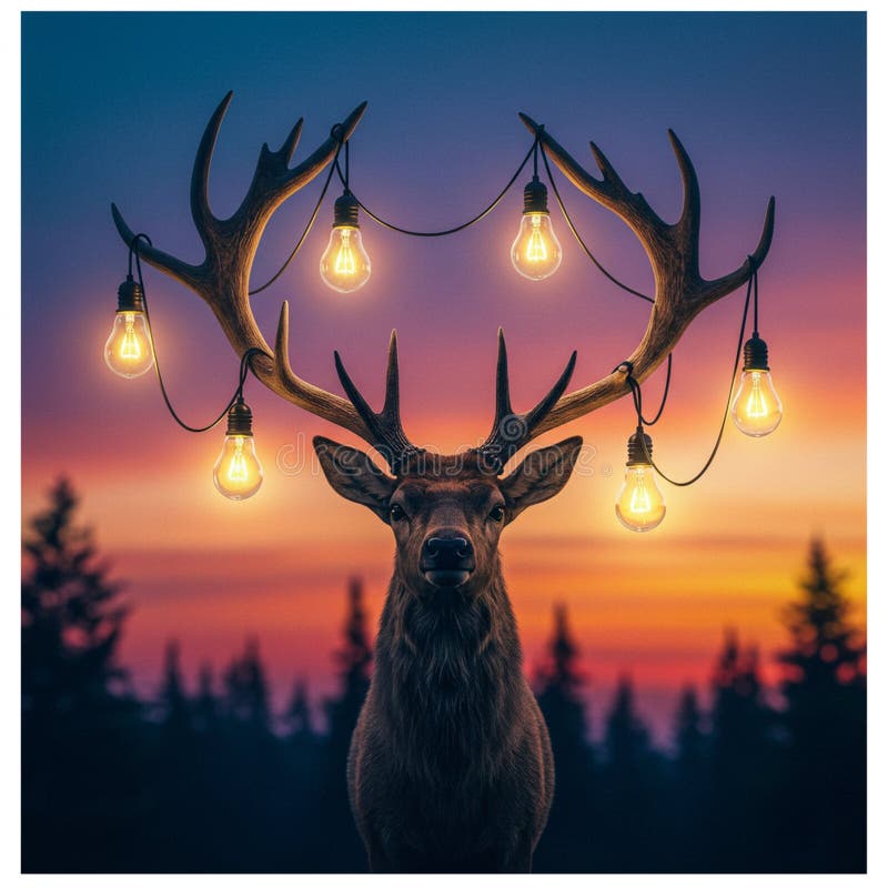 A Digitally Created Image Features a Stag with Large Antlers Adorned ...